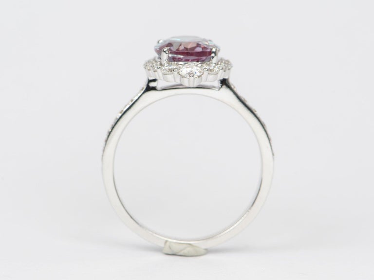 3.26ct Lab Alexandrite with Moissanite Halo Band Engagement Ring 14k ...