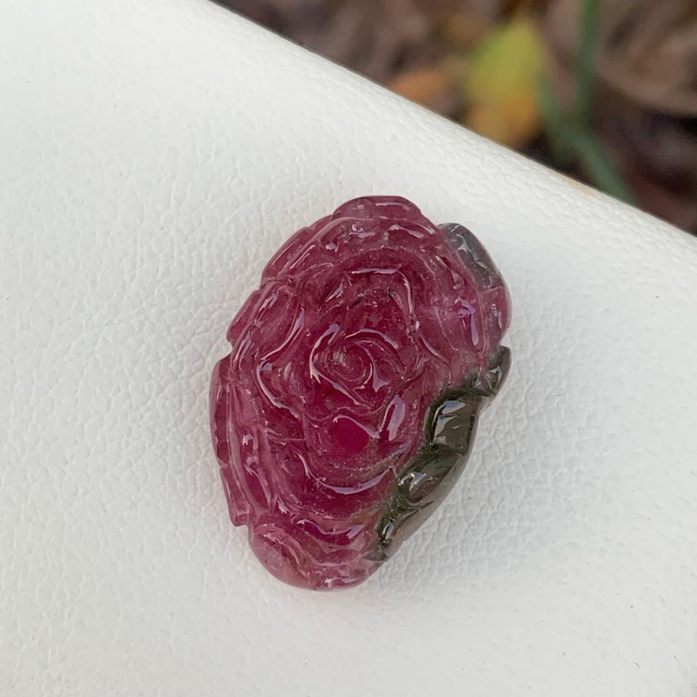 32.75 Carat Natural Watermelon Tourmaline Flower Carving for Jewelry ...