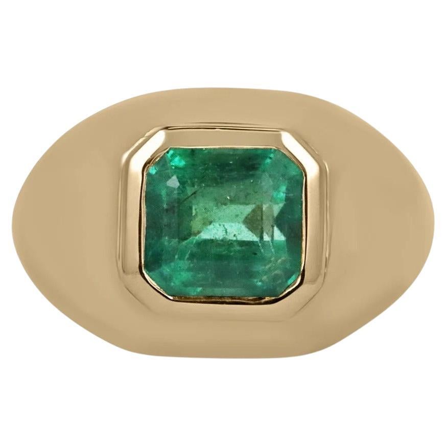 2.60ct 14K Large Chunky Men's Solitaire Dark Green Oval Cut Emerald ...