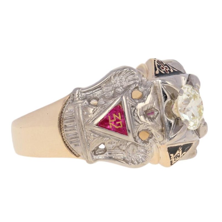 32nd Degree Scottish Rite Diamond Ring 10 Karat Gold Shriners Masonic 1 ...