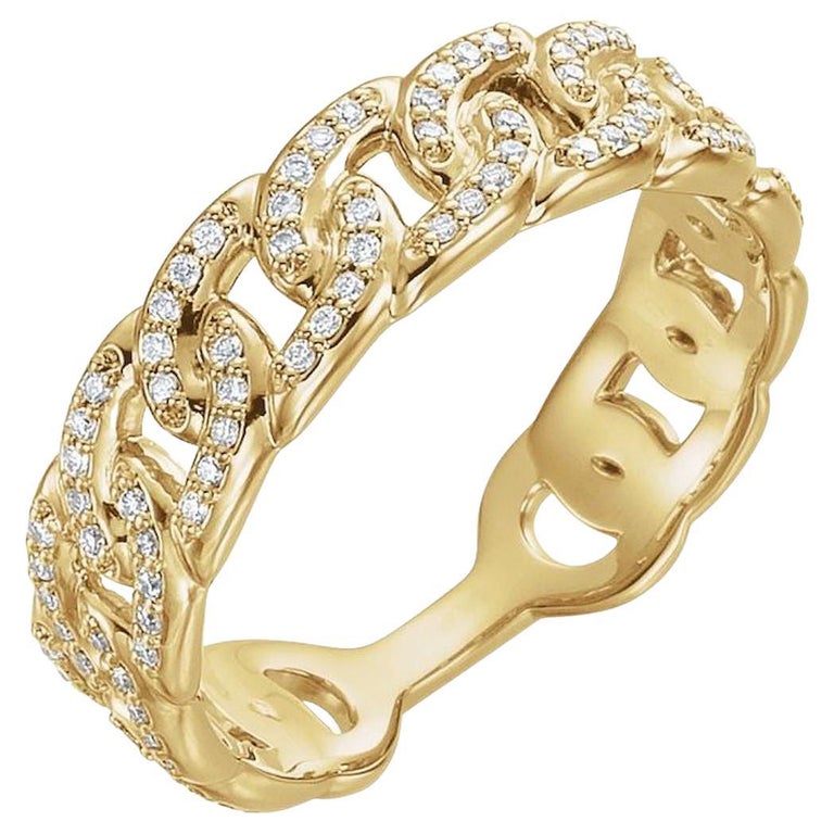 Customizable .33 Ct Diamond Stackable Chain Link Ring, Choose White or ...