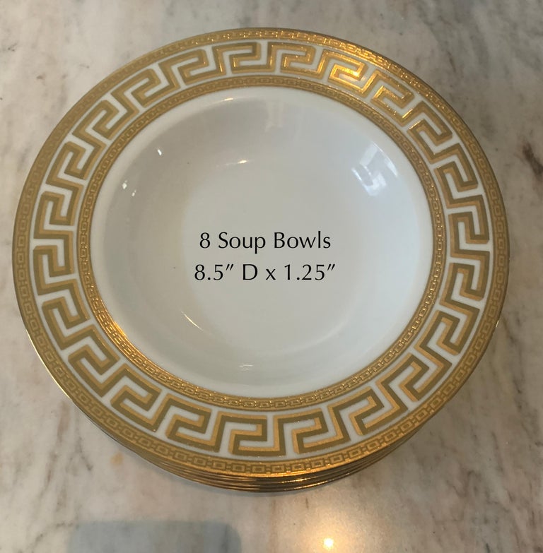 33 Piece German Porcelain and Gold Greek Key Dinnerware in the Manner ...