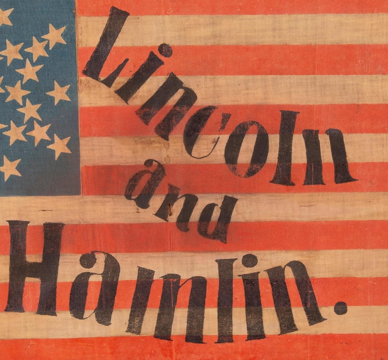 33 Star Parade Flag Made for the 1860 Campaign of Lincoln and Hamlin at ...