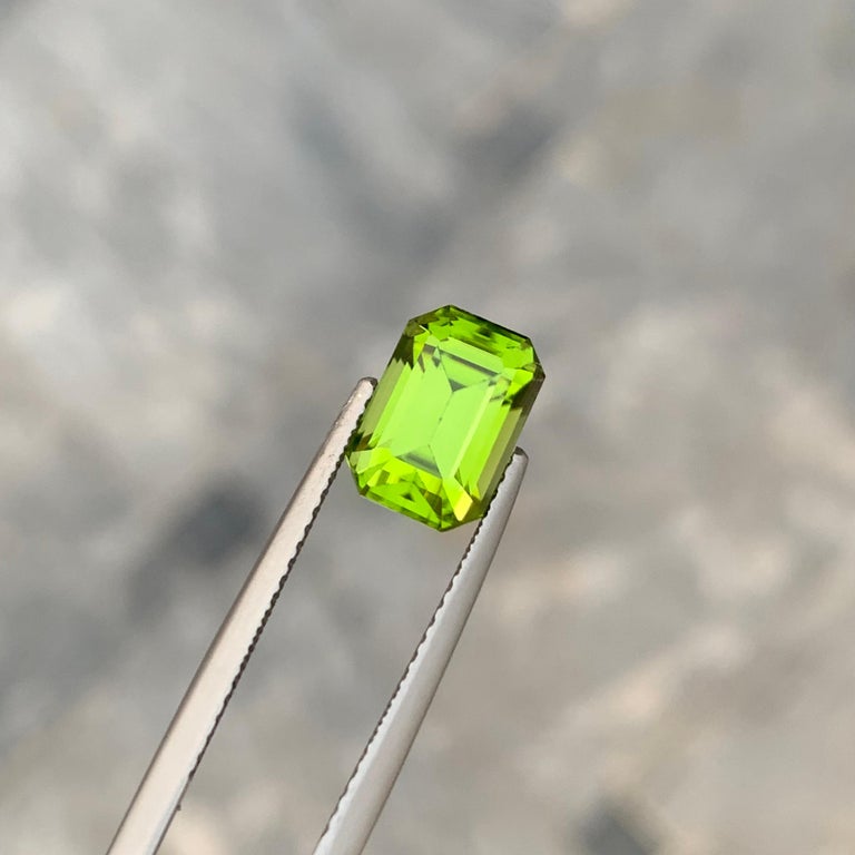 3.30 Carat Apple Green Loose Peridot from Pakistan with Emerald Shape ...