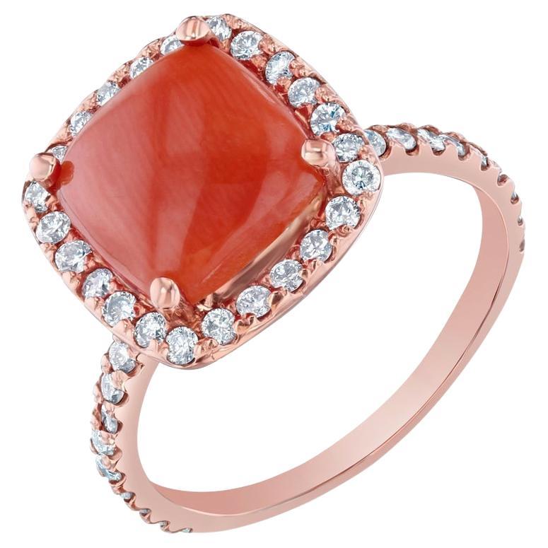 7.48 Carat Coral Diamond Rose Gold Cocktail Ring For Sale at 1stDibs