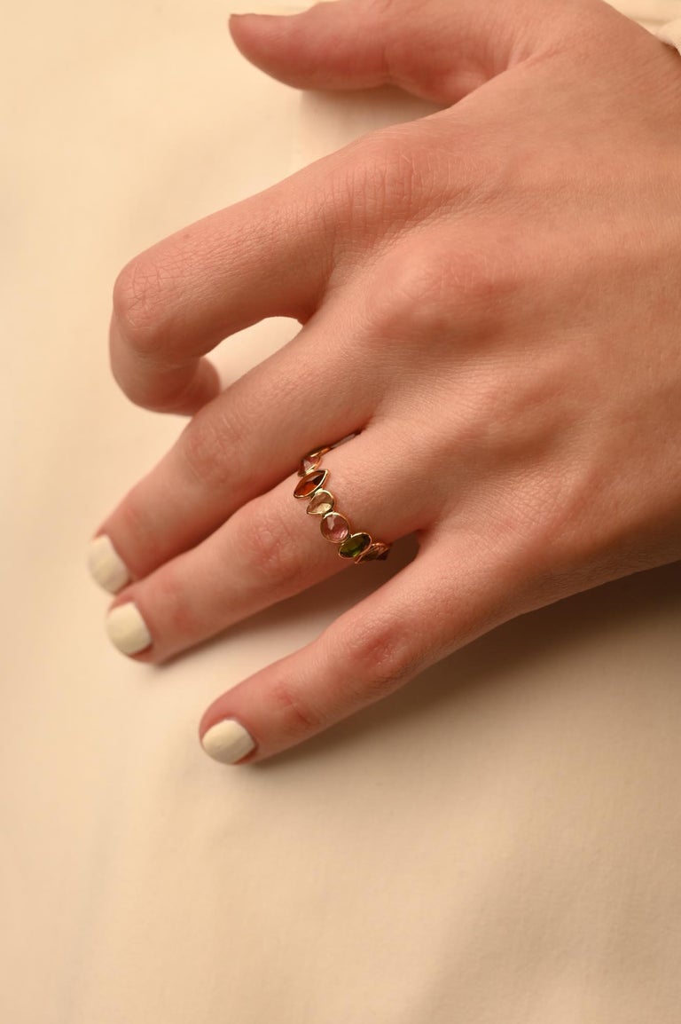 Customizable 3.31 Carat Tourmaline Stackable Eternity Ring in 18k Yellow Gold For Sale at 1stDibs