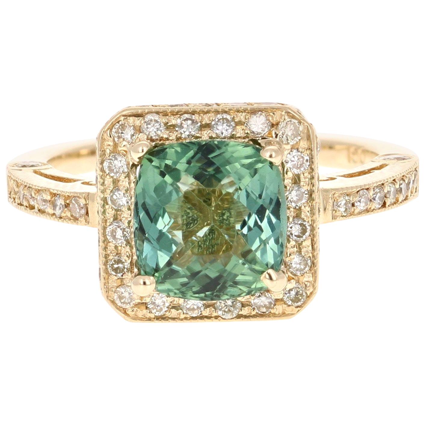 Green Tourmaline Gold Scarab Cocktail Ring at 1stDibs
