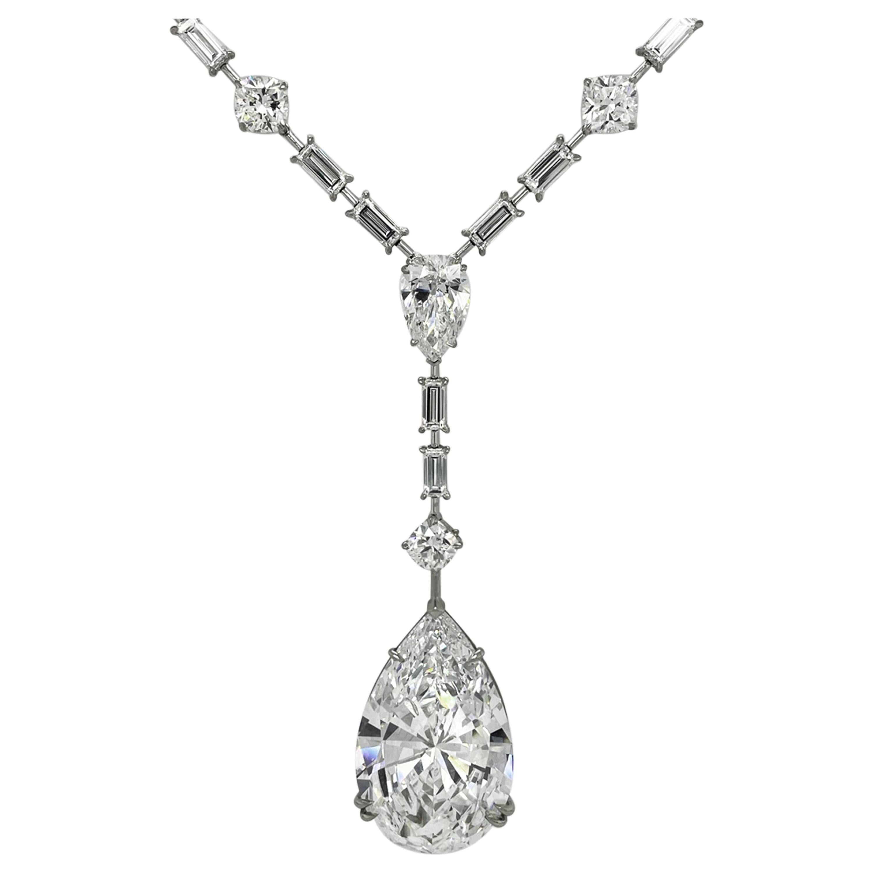 33.25 Carat Pear-Shaped Diamond Pendent Necklace, GIA Certified For ...