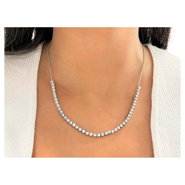 Collier tennis en diamants demi-cercles de 3,35 carats En vente sur 1stDibs