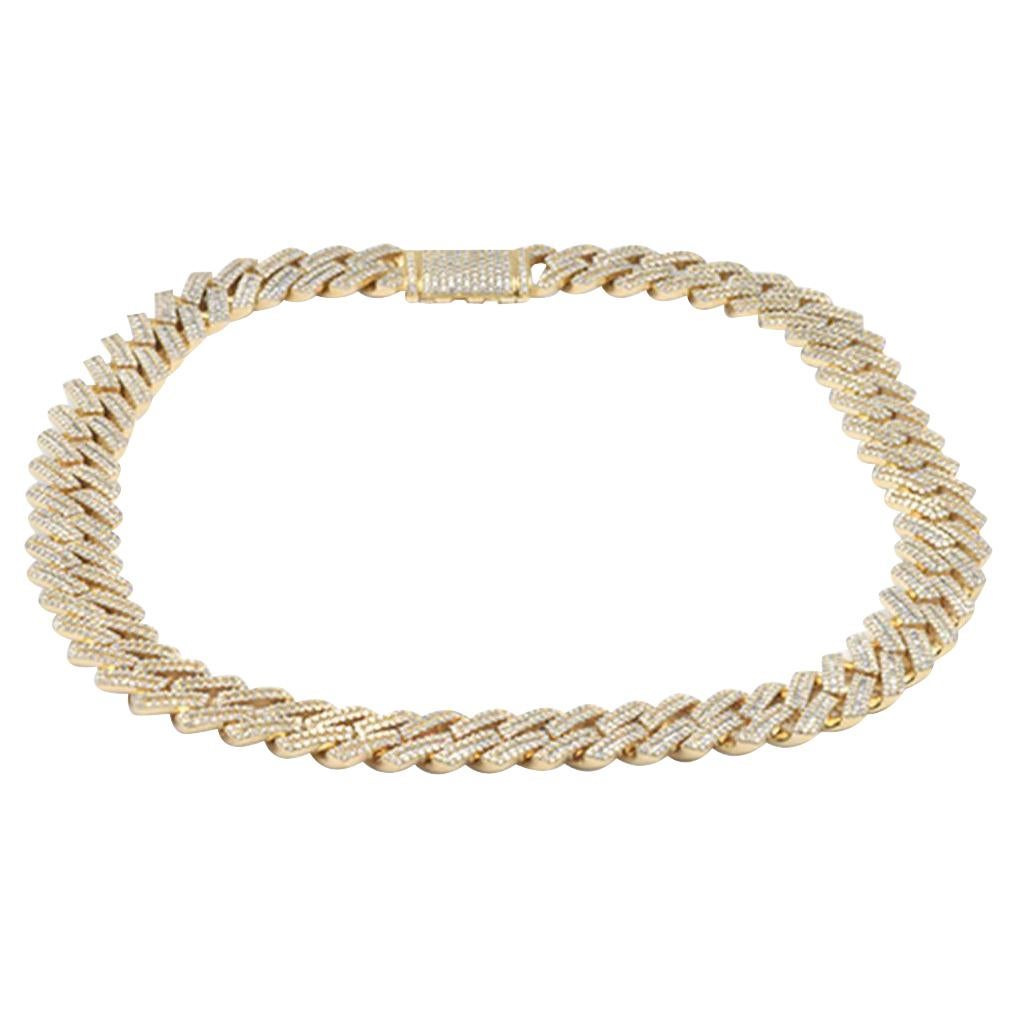 9.78ct Diamond Micro Pave Miami Round Cuban Link 14K Yellow Gold For ...