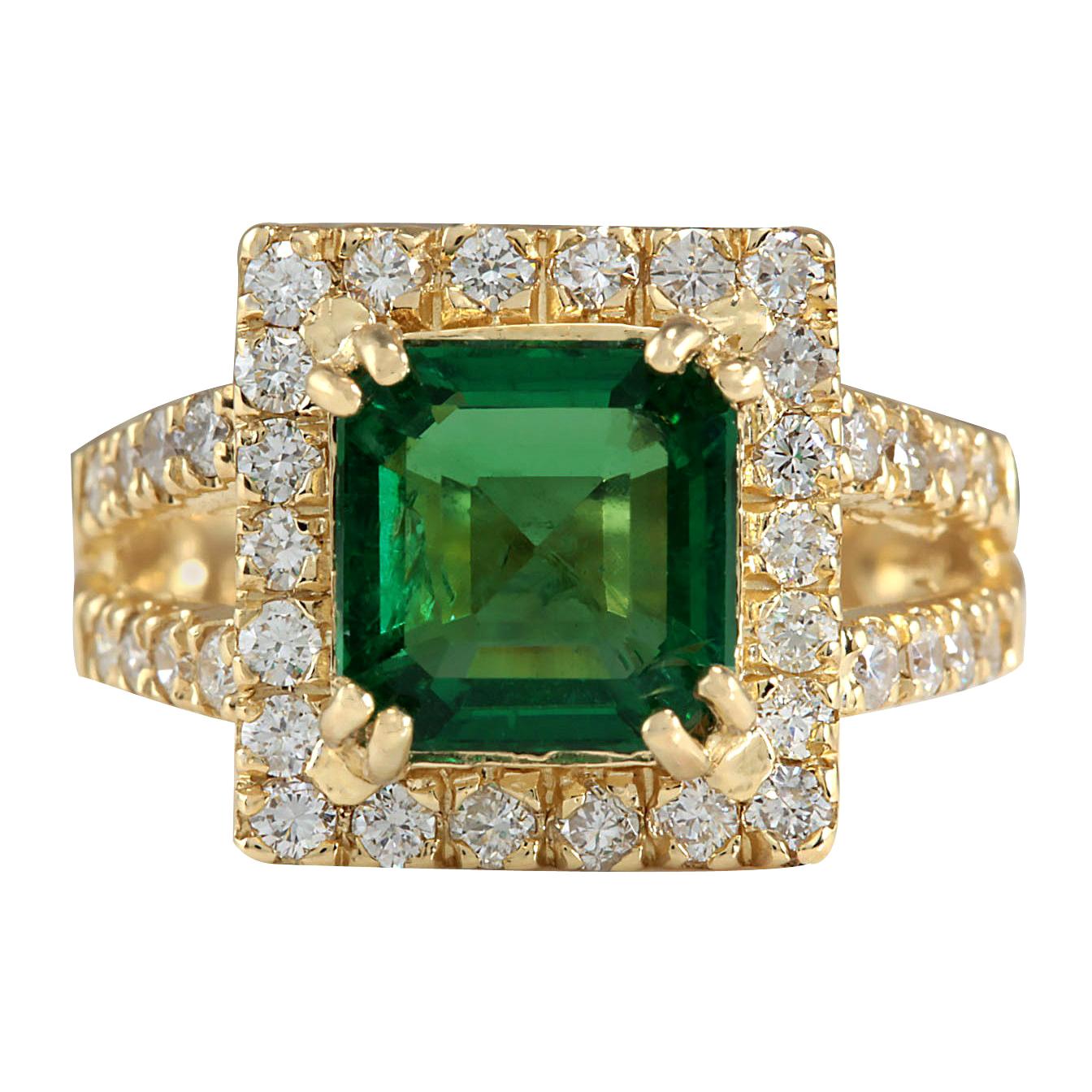 Platinum Natural Emerald Cut Diamond Ring GIA 3.37 Carat Fancy Deep ...
