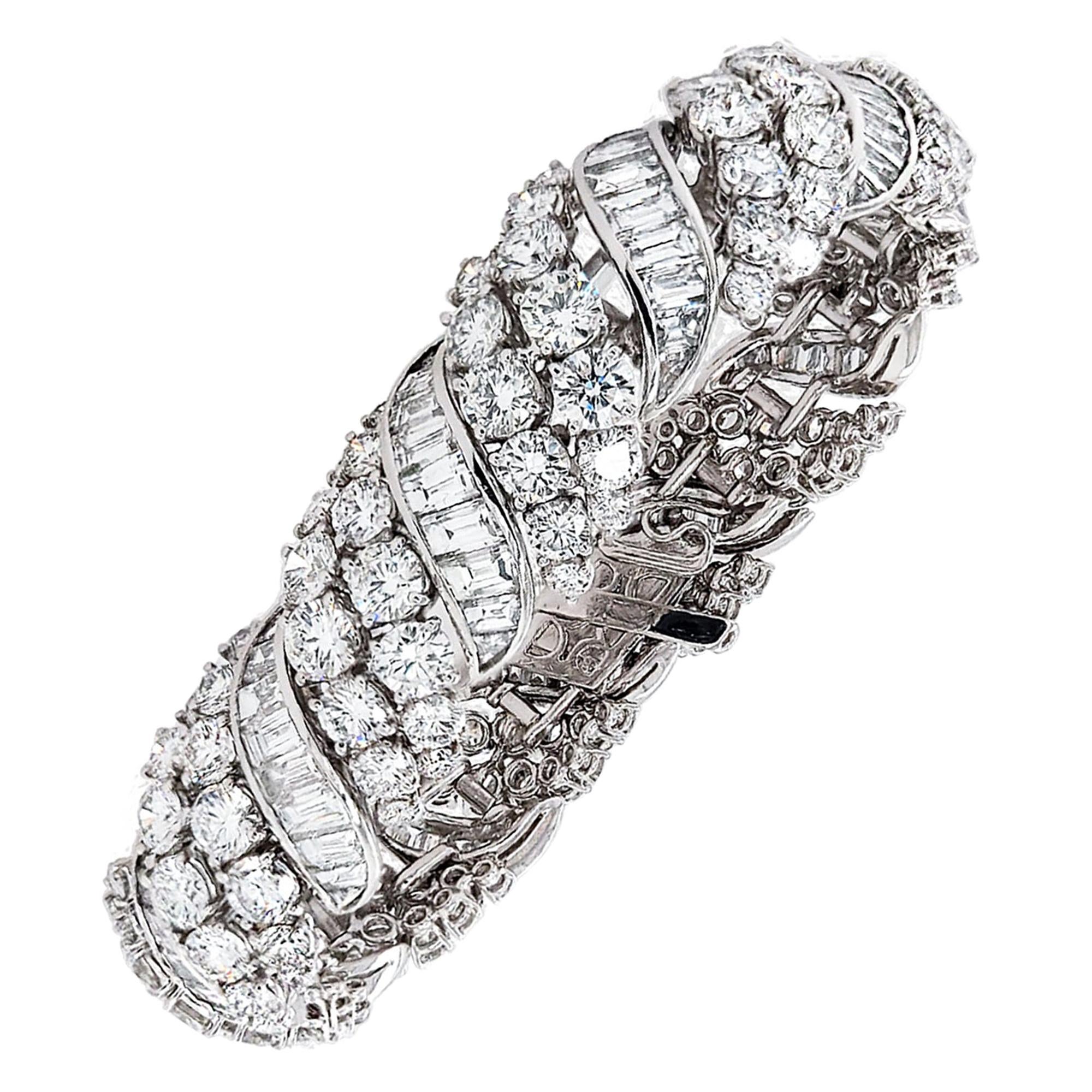 Platinum Diamond Bracelet 45 Carat For Sale at 1stDibs