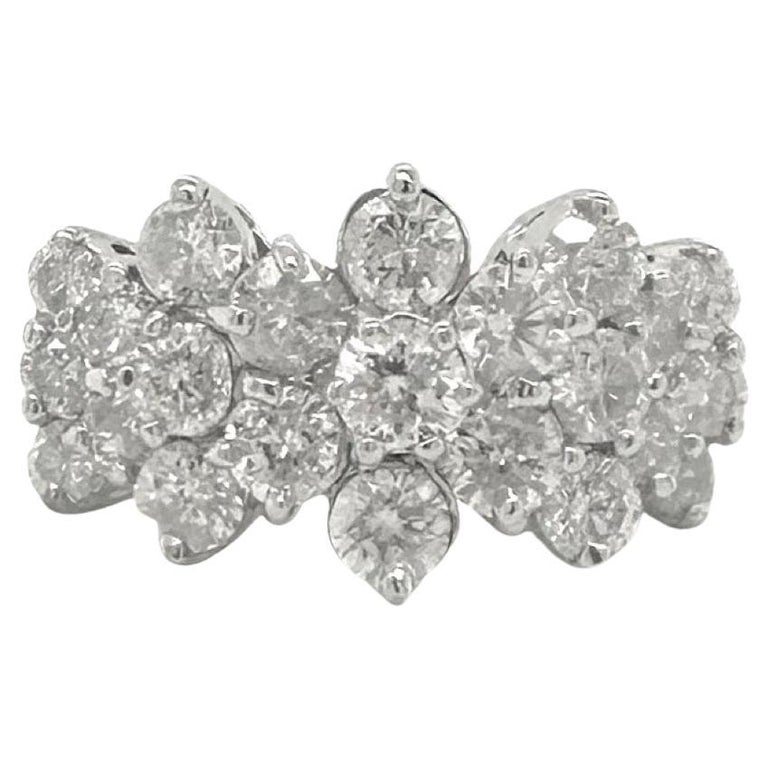 3.4 Carat Diamond Cocktail Ring in 10k White Gold For Sale at 1stDibs