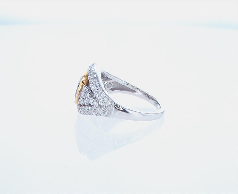 3.40ct Green Sapphire Ring with 0.84ct TW Dias in 18k White Gold with Palladium. For Sale at 1stDibs