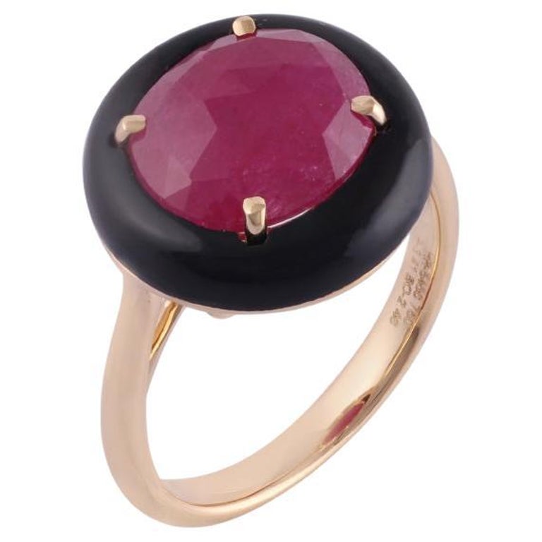 Customizable 3.41 Carat Natural Mozambique Ruby and Black Onyx Ring in ...