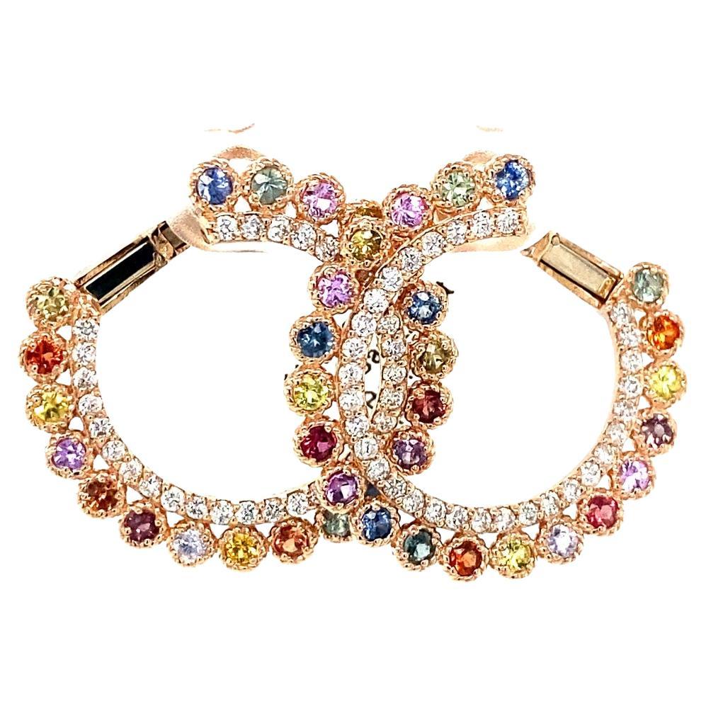 Unique Multi-Color Sapphire Diamond Drop Earrings For Sale at 1stDibs