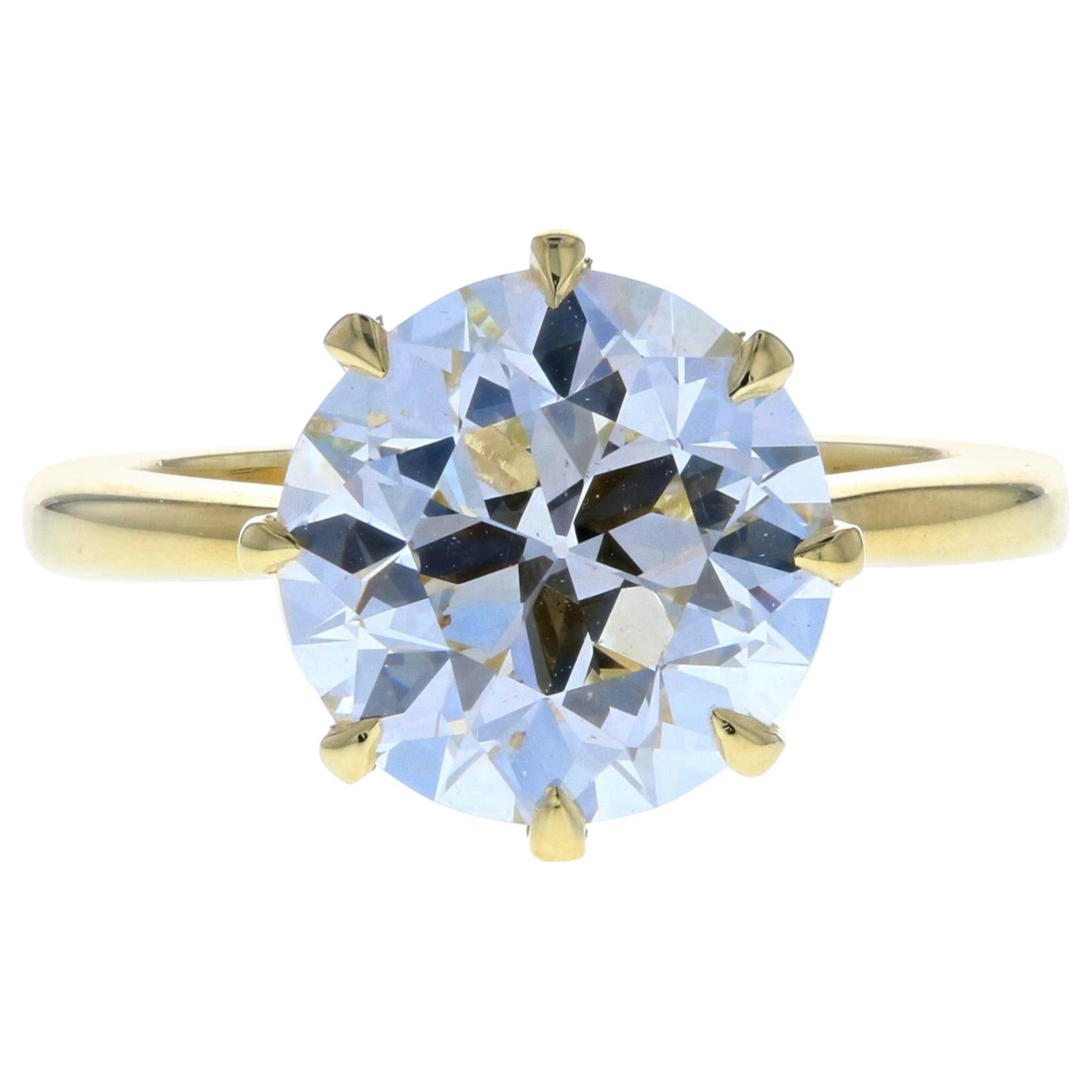 3.45 Old European Cut Diamond in Eight Prong Yellow Gold Setting For ...