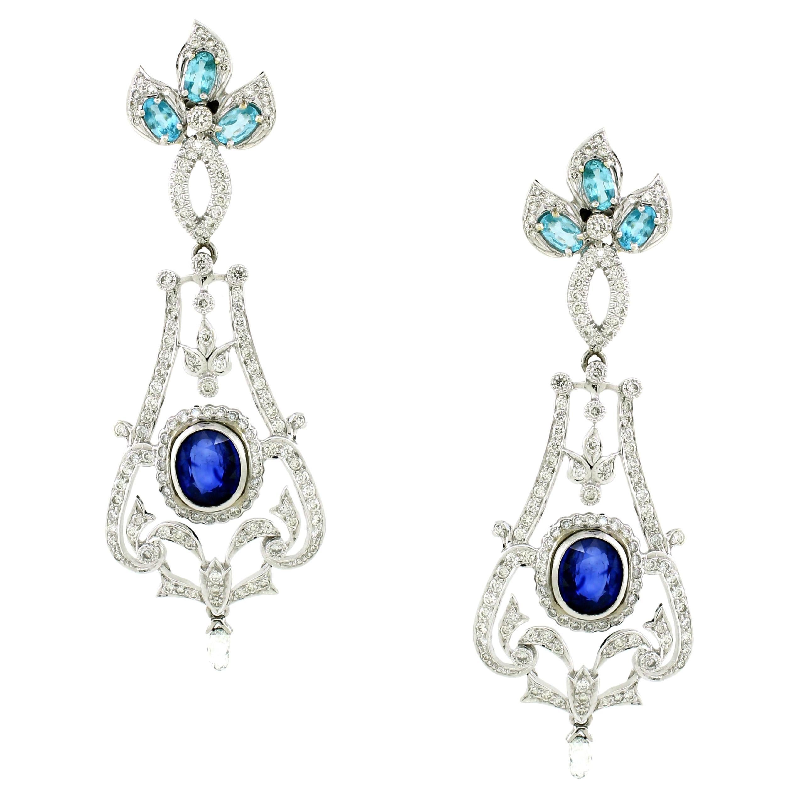 3.46 cts of Blue Sapphire European Earrings For Sale at 1stDibs