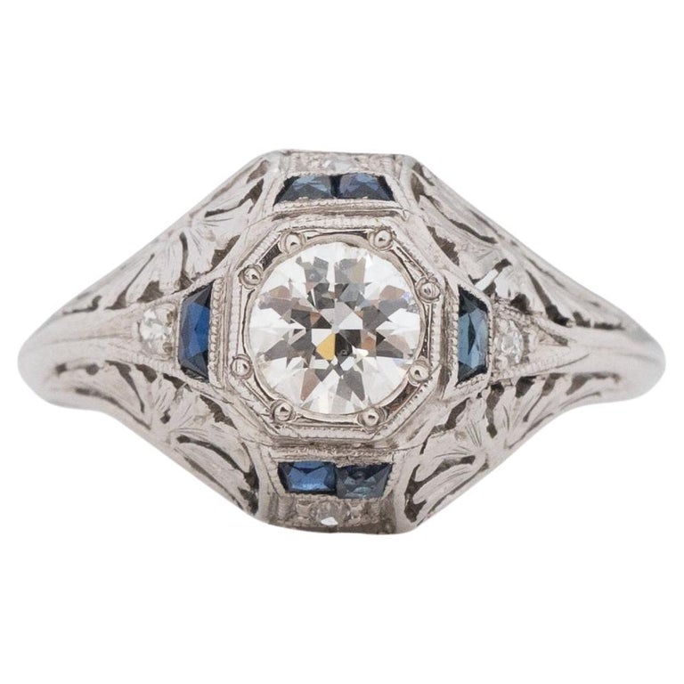 .35 Carat Art Deco Diamond Platinum Engagement Ring For Sale at 1stDibs