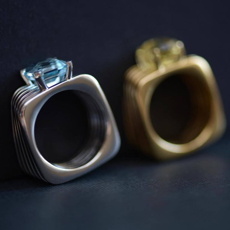 3, 5 Carat Natural Aquamarine 18 Karat White Gold Kinetics Collection ...