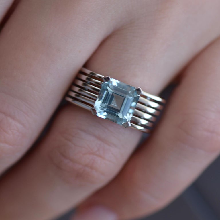 3, 5 Carat Natural Aquamarine 18 Karat White Gold Kinetics Collection ...