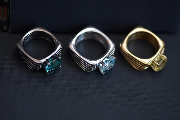 3, 5 Carat Natural Aquamarine 18 Karat White Gold Kinetics Collection ...