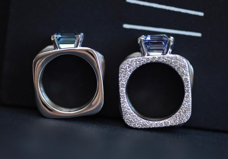 3, 5 Carat Natural Aquamarine 18 Karat White Gold Kinetics Collection ...