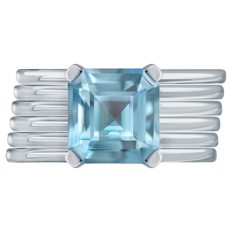 3, 5 Carat Natural Aquamarine 18 Karat White Gold Kinetics Collection ...