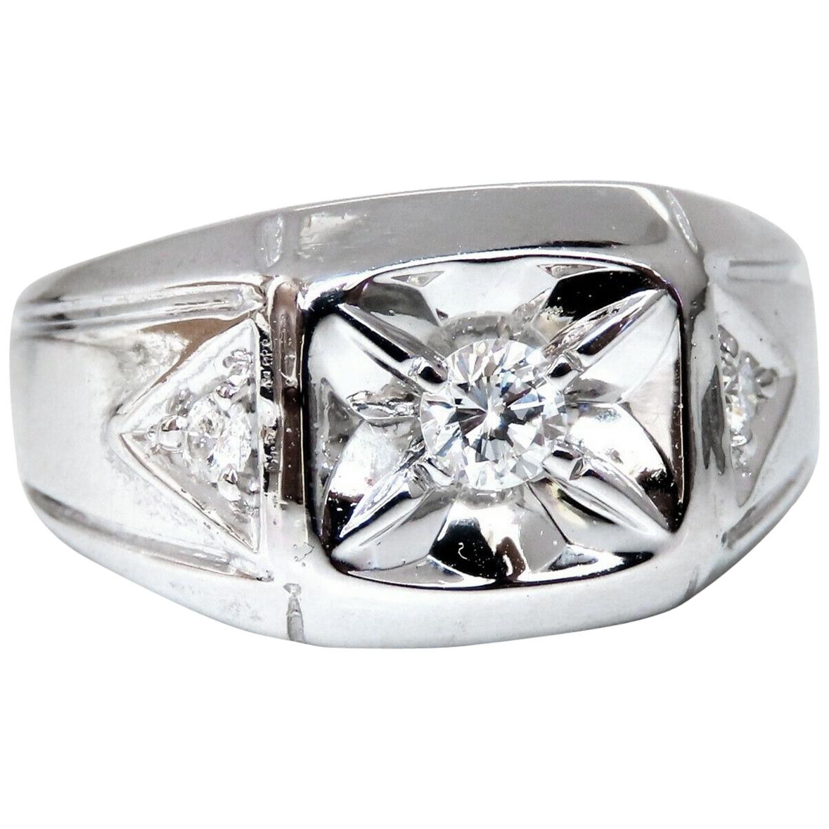 .35 Carat Natural Diamonds Men's Solitaire Accent Ring 14 Karat at 1stDibs