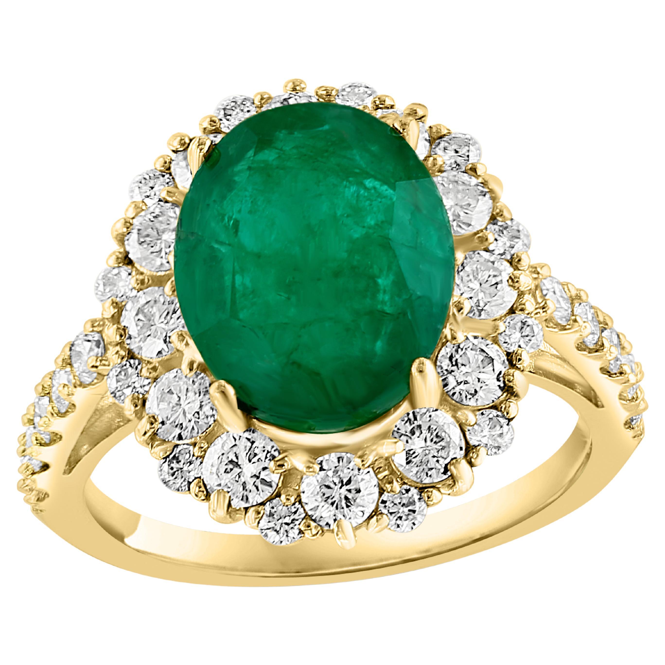 3.5 Carat Yellow Sapphire and 1.25 Carat Diamond Three-Stone Ring in 18 ...