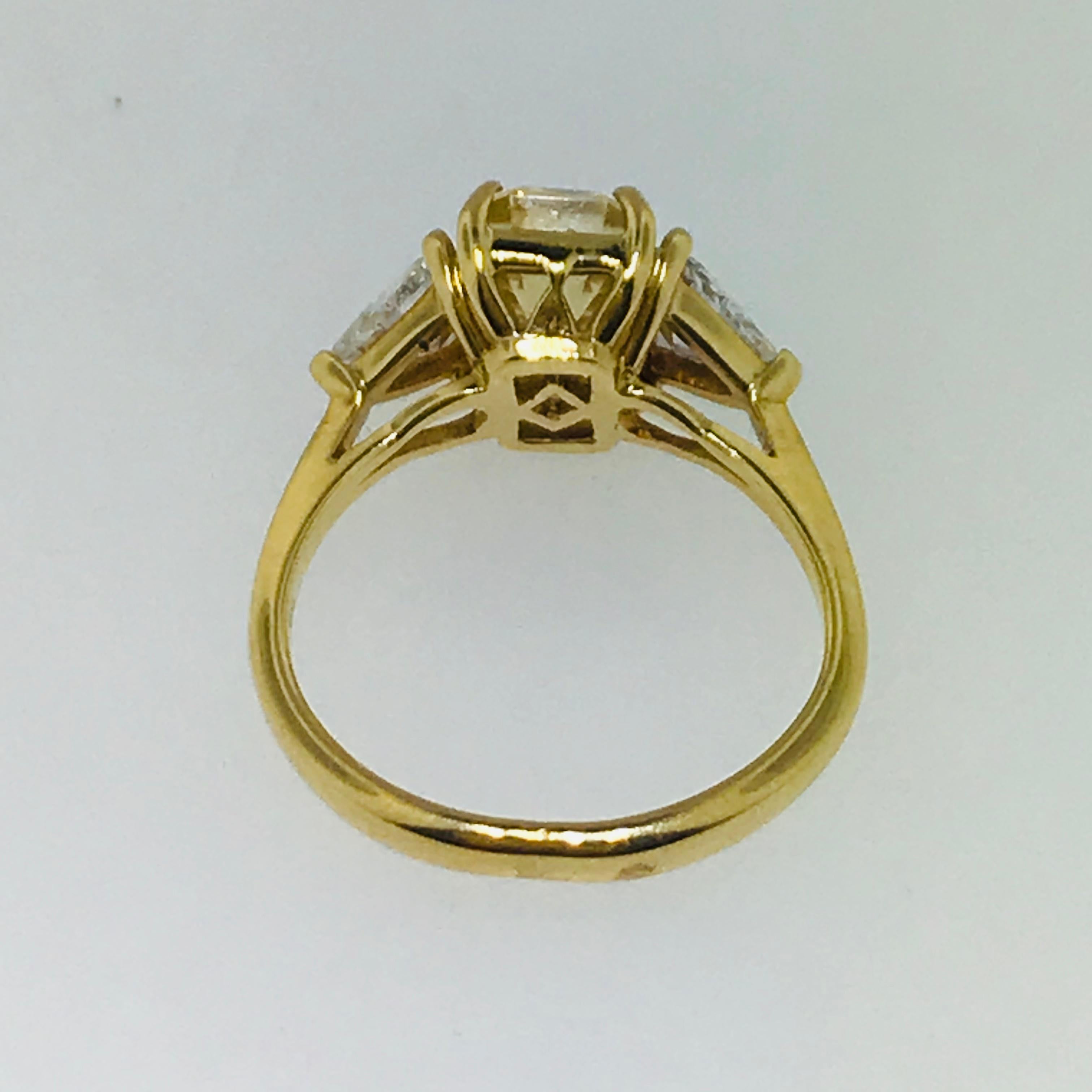3.5 Carat Yellow Sapphire and 1.25 Carat Diamond Three-Stone Ring in 18 ...