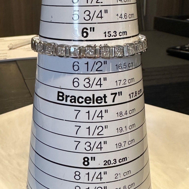 3.5 Ct Invisible Set Diamond Bracelet in 18K White Gold For Sale at 1stDibs