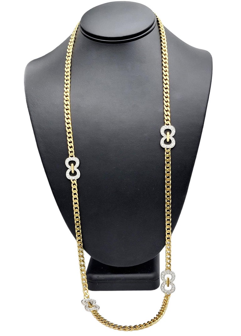 Cuban Link Necklace with Diamond Infinity Stations in 18 Karat Gold For ...