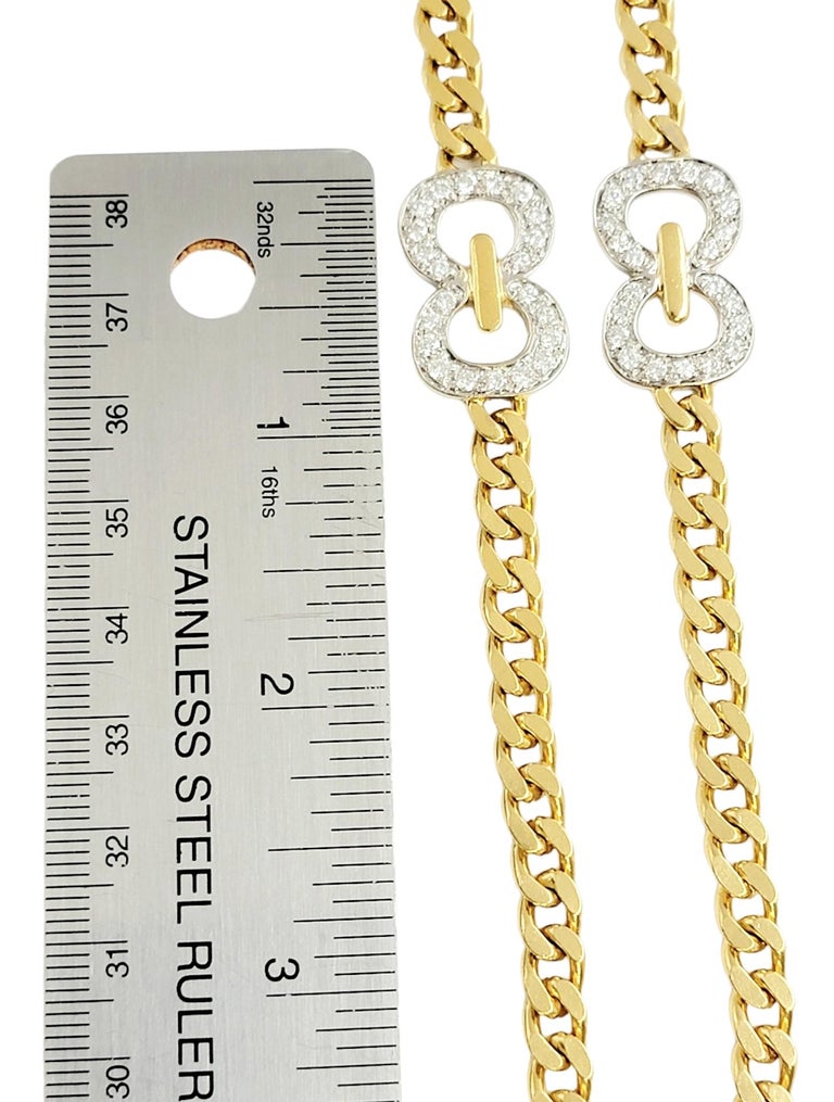 Cuban Link Necklace with Diamond Infinity Stations in 18 Karat Gold For ...