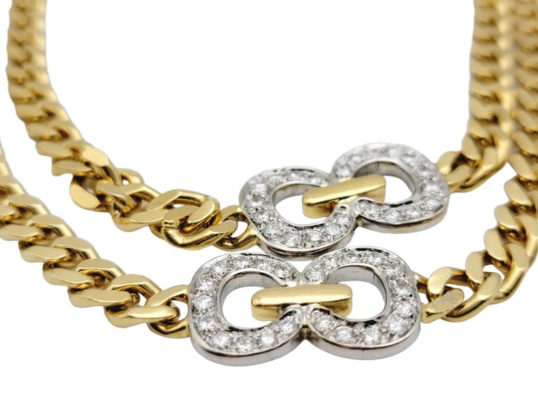 Cuban Link Necklace with Diamond Infinity Stations in 18 Karat Gold For ...