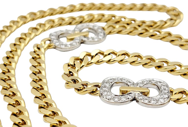 Cuban Link Necklace with Diamond Infinity Stations in 18 Karat Gold For ...