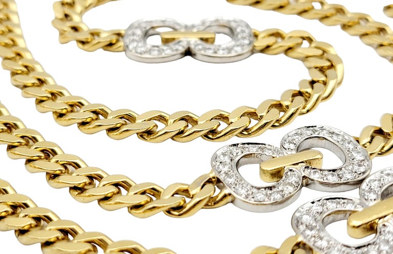 Cuban Link Necklace with Diamond Infinity Stations in 18 Karat Gold For ...