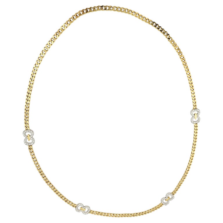 Cuban Link Necklace with Diamond Infinity Stations in 18 Karat Gold For ...