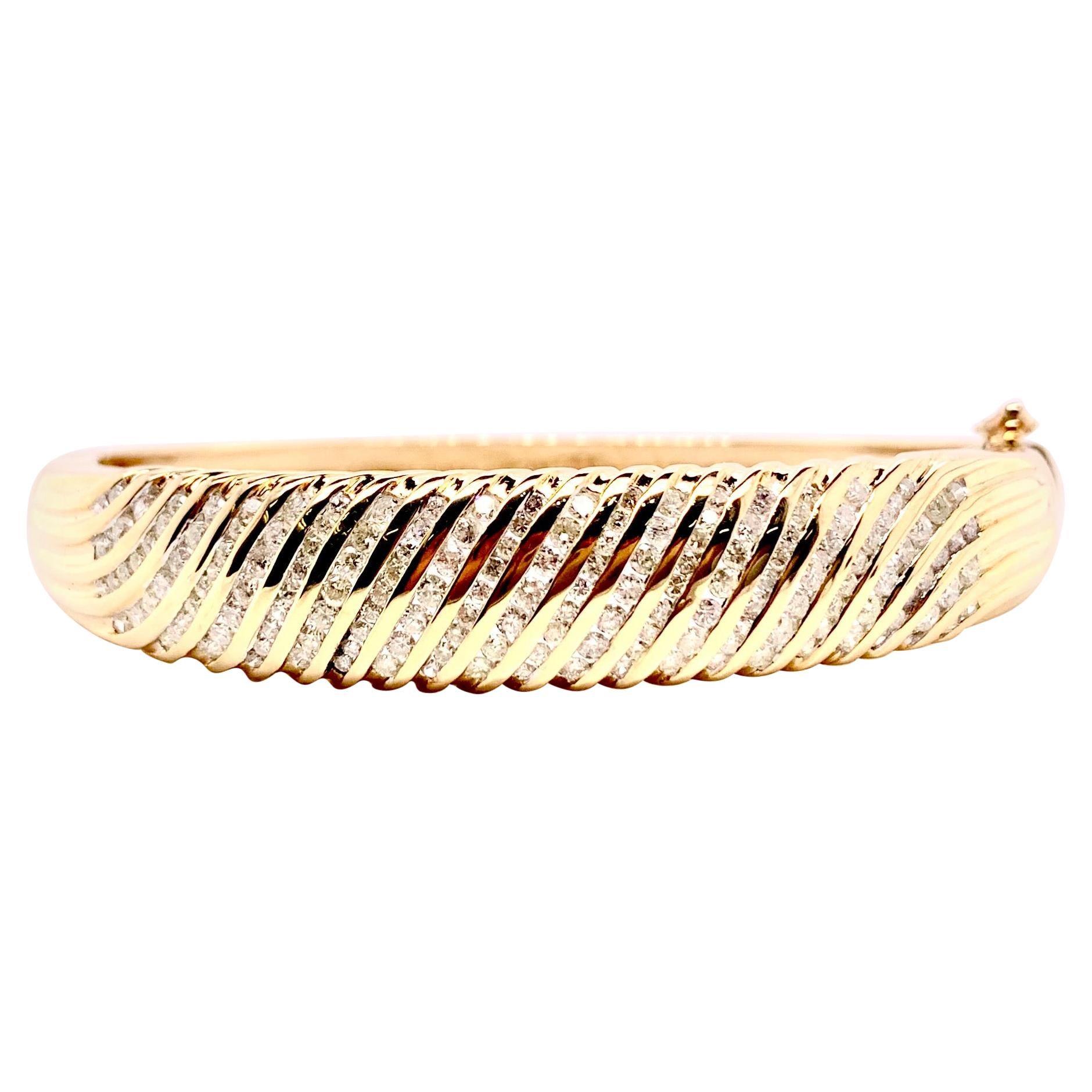 Art Deco Old European Cut Diamond Oval Bangle Bracelet 3.50 Total Carat ...
