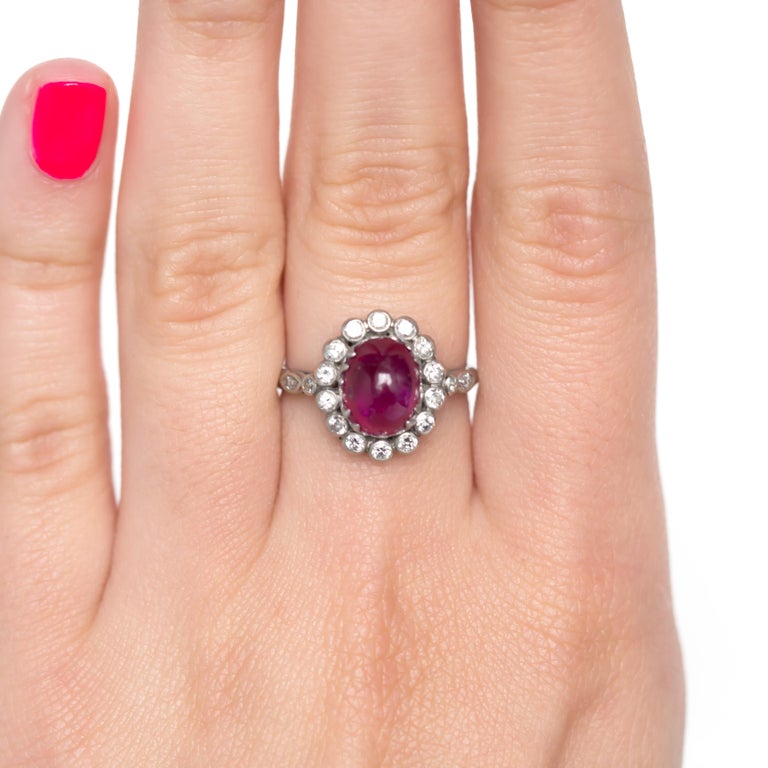 3.50 Carat Ruby Platinum Engagement Ring For Sale at 1stDibs