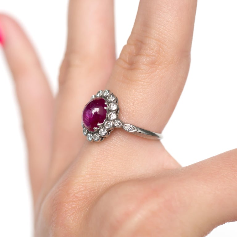 3.50 Carat Ruby Platinum Engagement Ring For Sale at 1stDibs