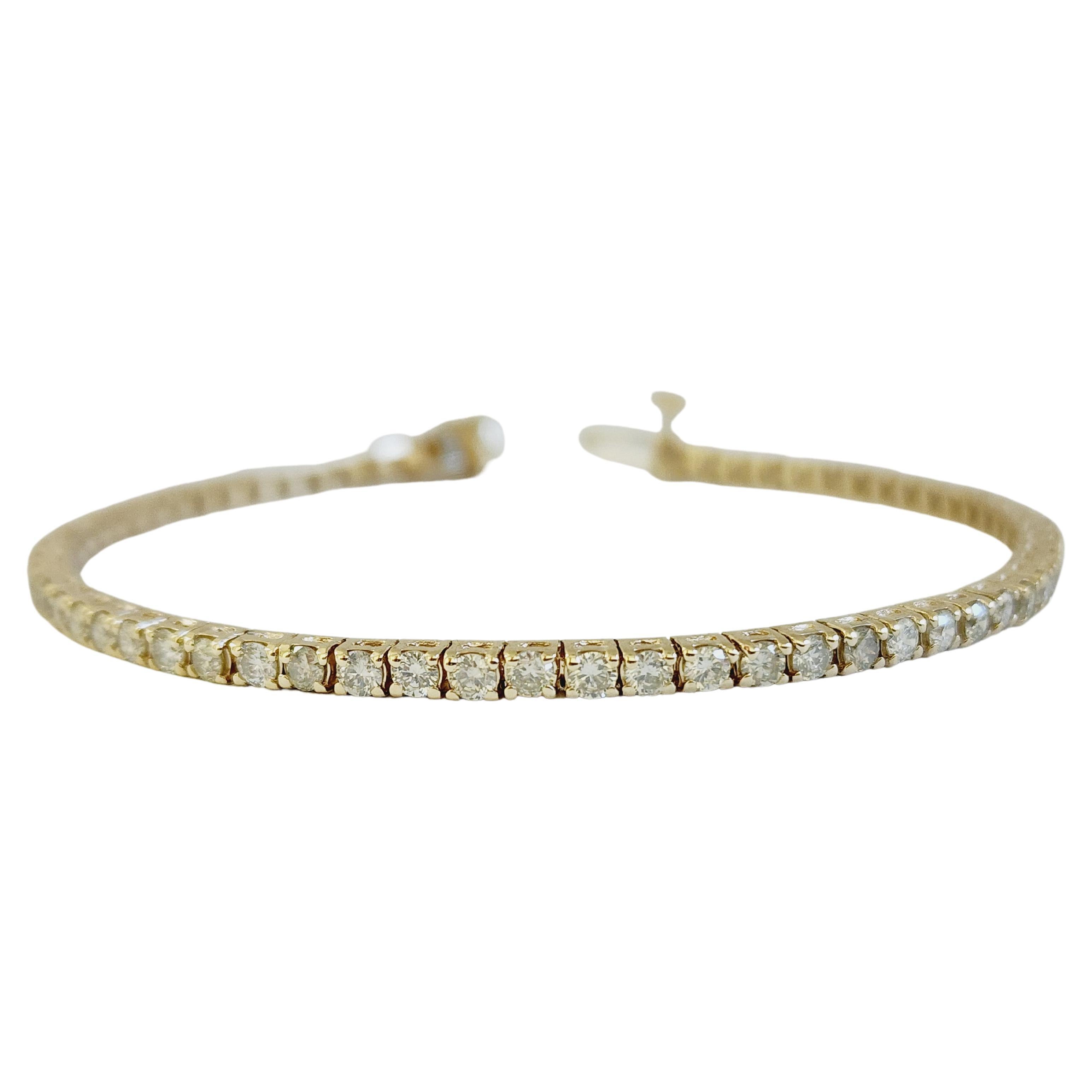 2 35 Carat Tennis Bracelet Round Brilliant Natural Diamond 14 Karat