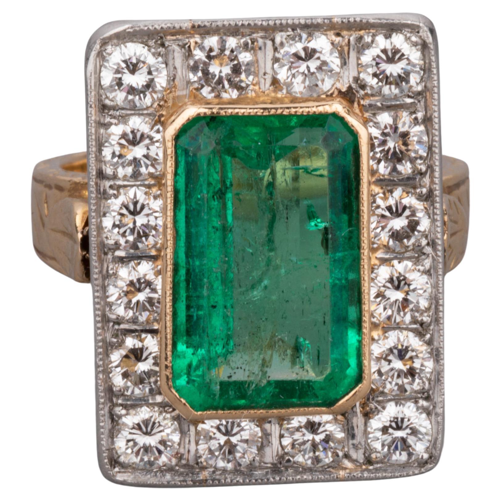Art Deco Emerald and Diamond Ring For Sale at 1stDibs | art deco ...