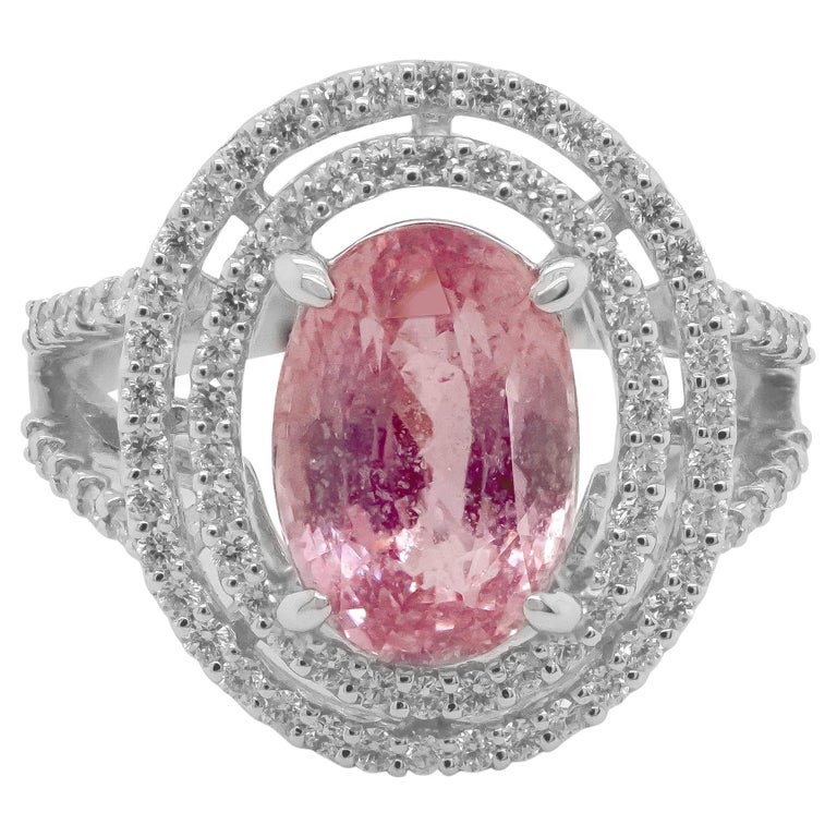 3.51 Carat Padparadscha Sapphire Sunset Color Solitaire Ring at 1stDibs