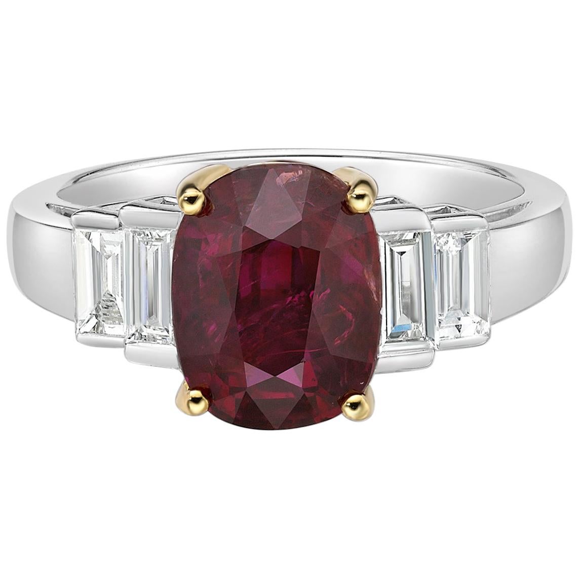 9.82 Carat Cushion-Cut Ruby and Diamond Ring at 1stDibs
