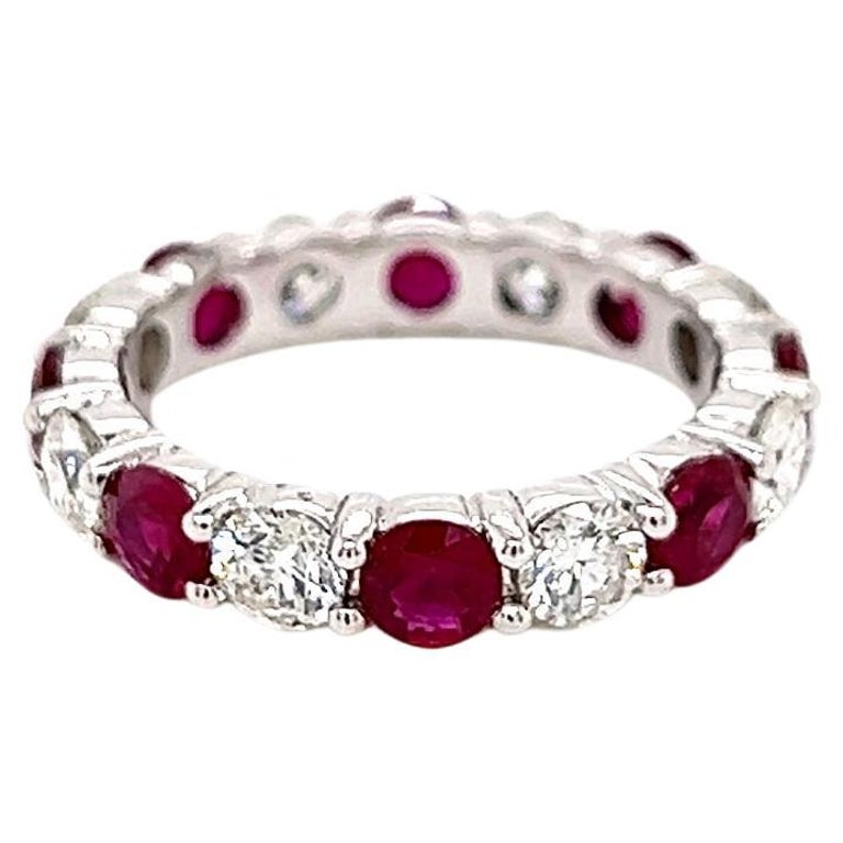 3.52 Carat Ruby and Diamond Eternity Band For Sale at 1stDibs