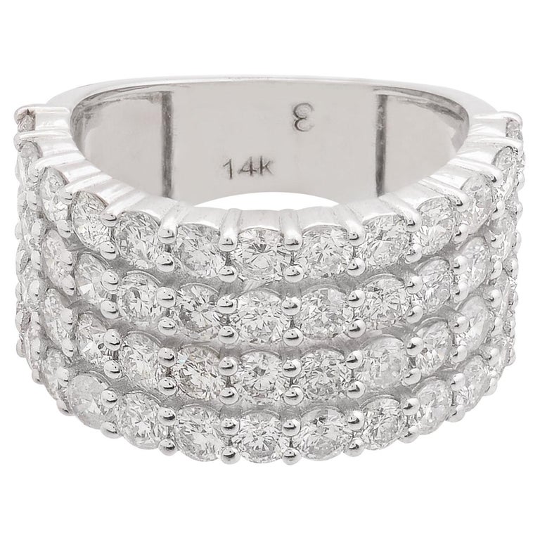 Customizable 3.53 Carat SI/HI Diamond Multi Layer Ring 14 Karat White ...