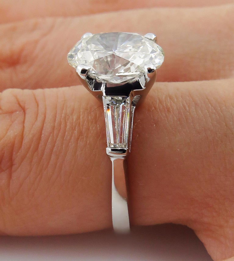 3.53 Carat Classic Oval Cut Diamond EGL USA Platinum Ring with ...