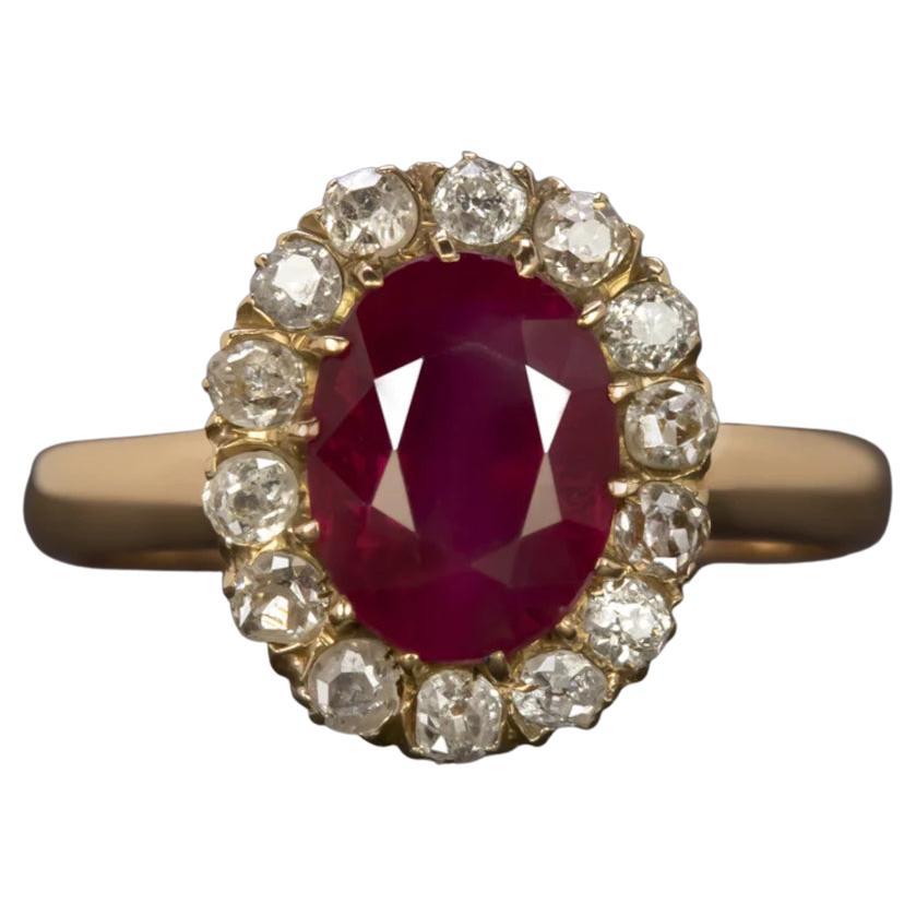 Burma SSEF No-Heat Ruby and Old Mine-Cut Diamond Ring For Sale at ...