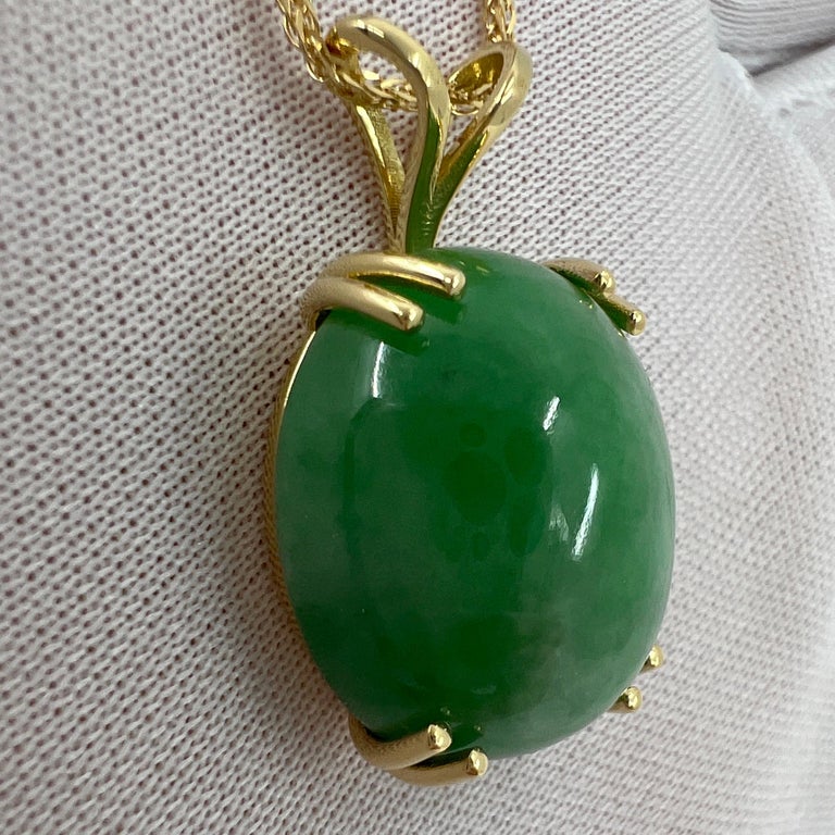 35.69ct GIA Certified Untreated Jadeite Jade a Grade 18k Yellow Gold ...